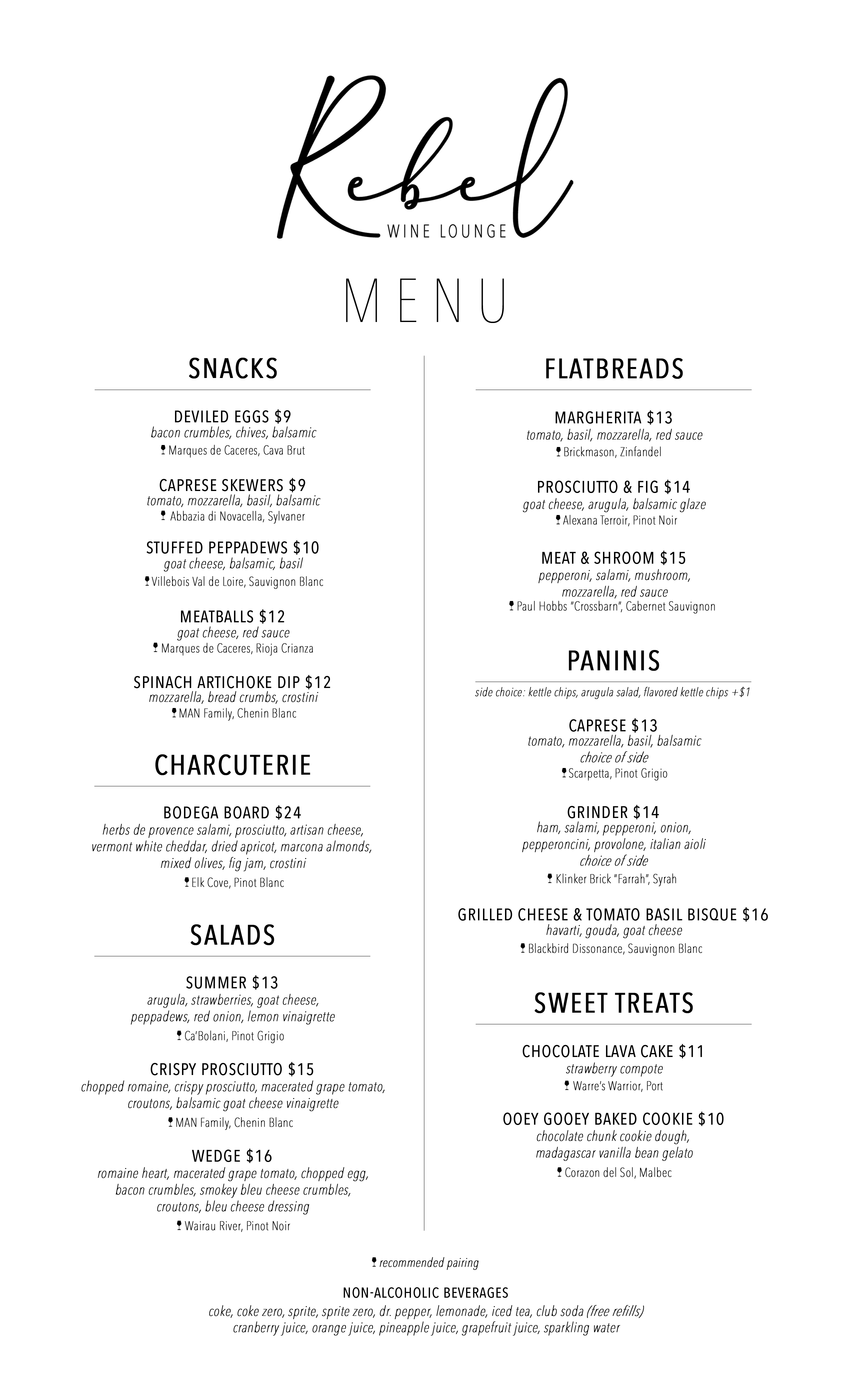 Menu | Rebel Wine Lounge
