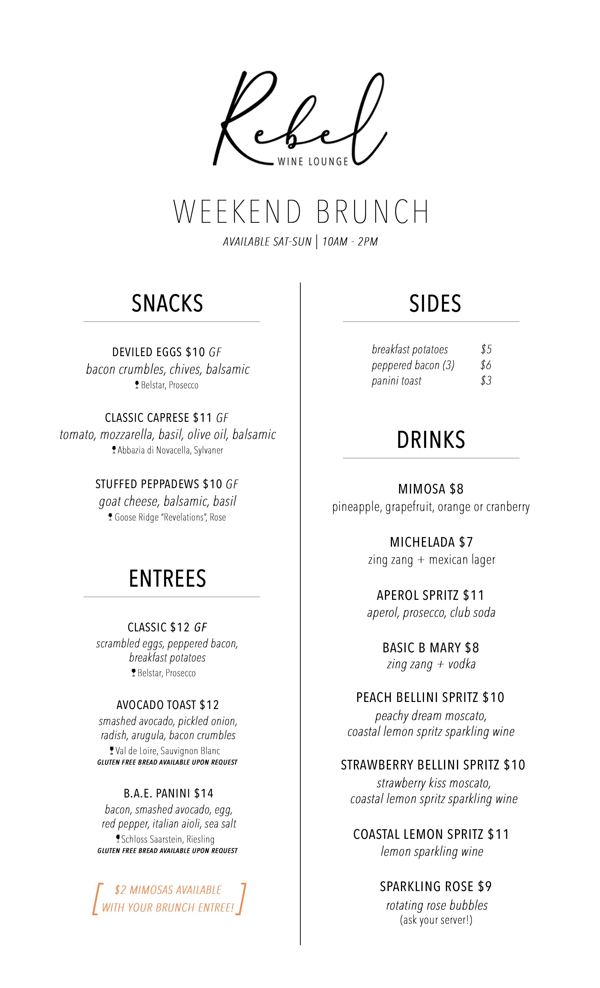 Explore the Menu at Rebel Wine Lounge - Fine Wines & Perfect Pairings